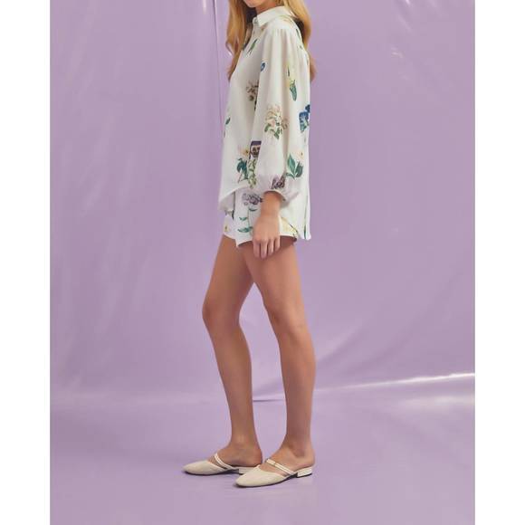 Lena | Shorts | New Lena Lena Floral Printed Shorts In White | Poshmark